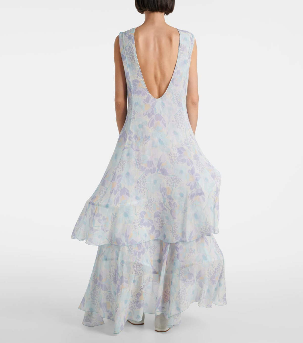 Loewe Floral asymmetric silk maxi dress Loewe