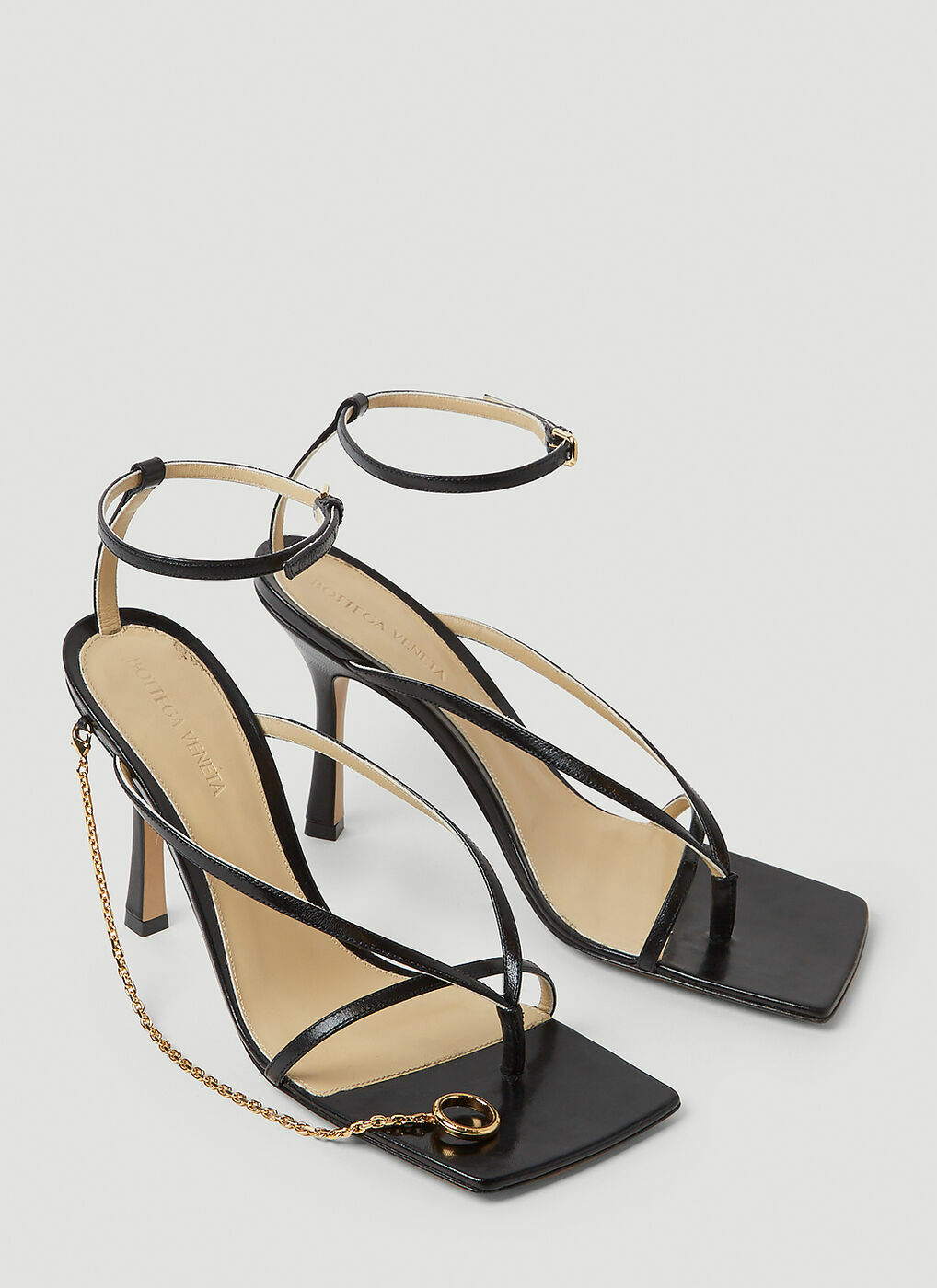 Stretch Ankle Strap High Heels In Black Bottega Veneta