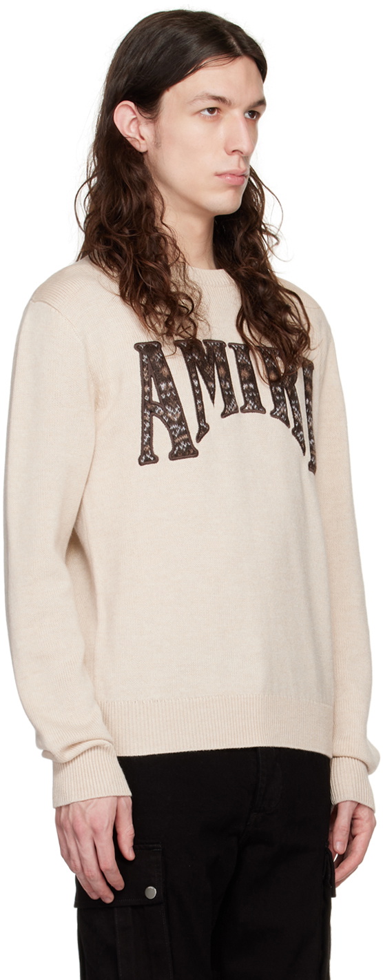 AMIRI Beige Embroidered Crewneck Amiri