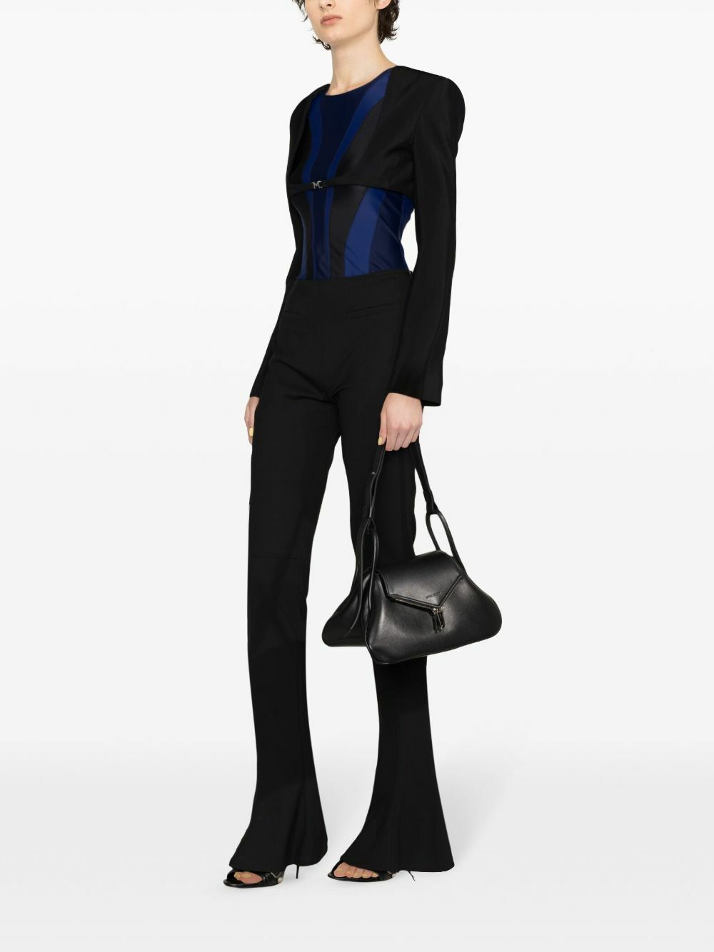 Mugler Black Logo-Clasp Cropped Jacket Mugler