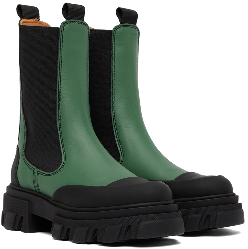 GANNI Green Chelsea Ankle Boots GANNI
