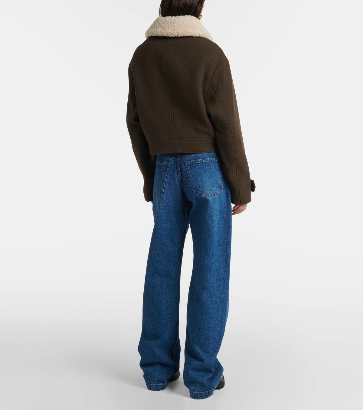 Ami Paris Shearling-trimmed virgin wool jacket AMI