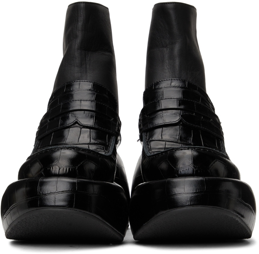 LOEWE Black Wedge Loafer Boots Loewe