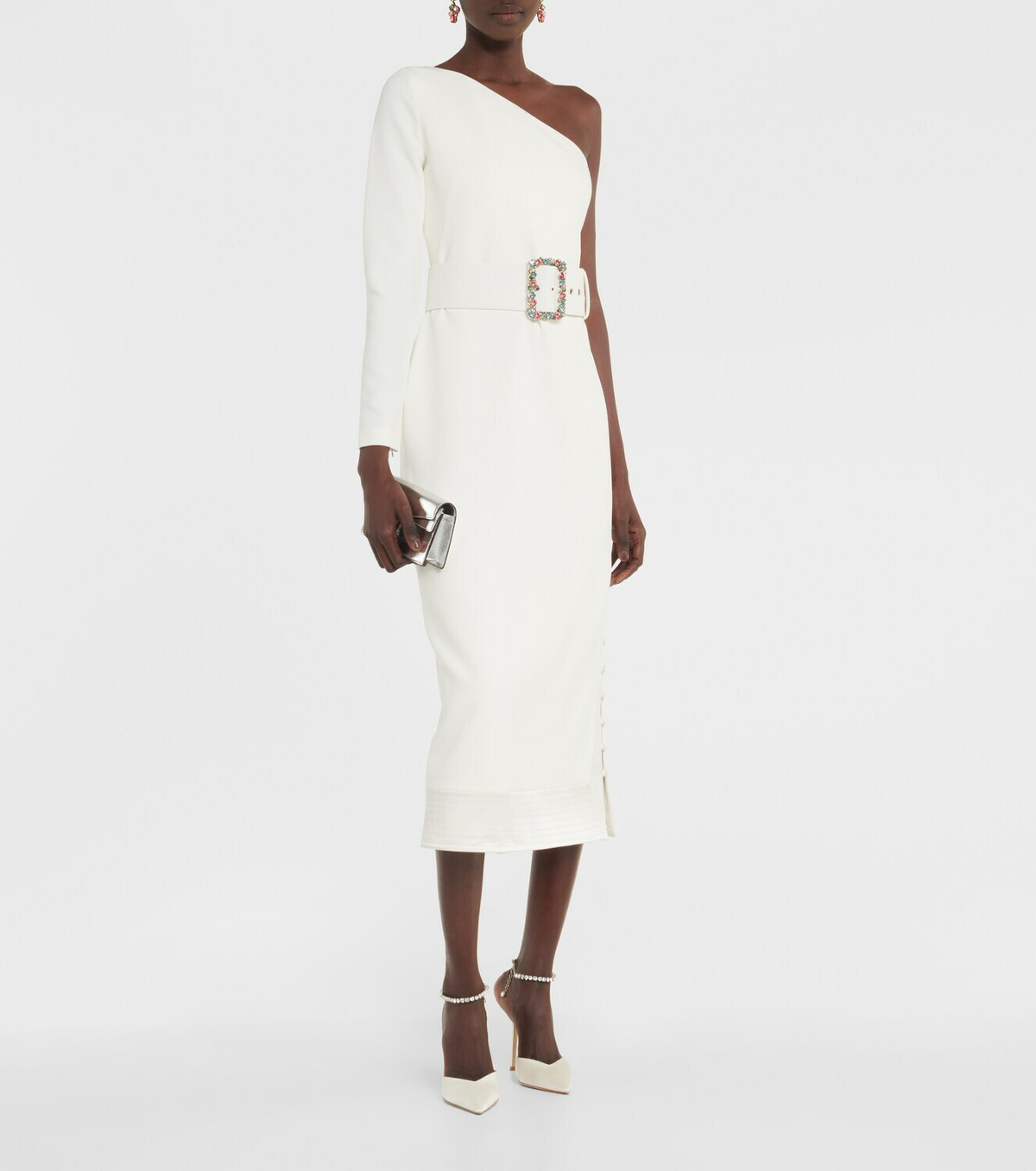 Safiyaa Asymmetrical crêpe midi dress Safiyaa