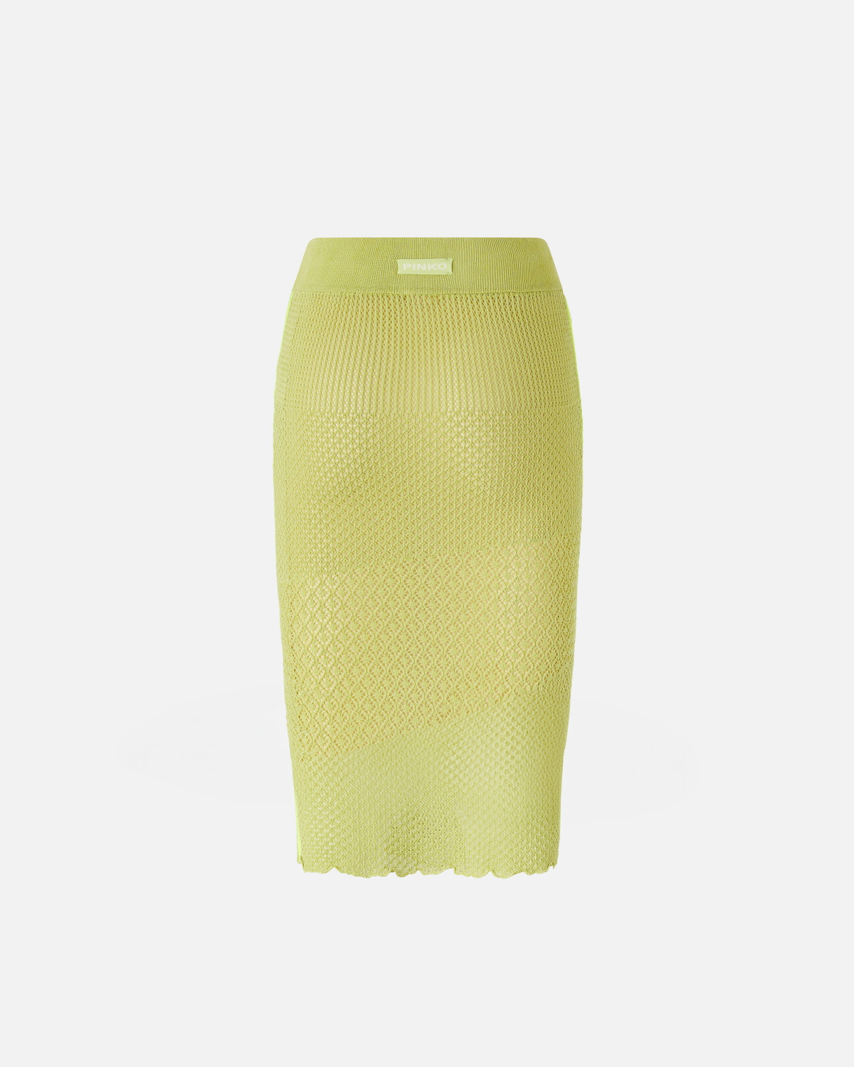 Pinko Pencil Skirt With Openwork Knit Chartreuse Green Pinko