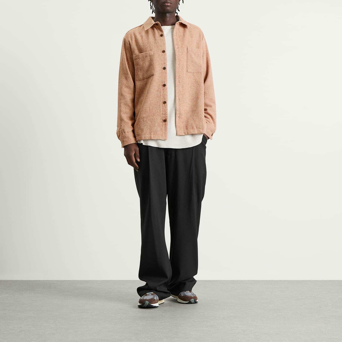 Wax London Men's Whiting Wool Fleck Overshirt in Rust/Multi Wax London