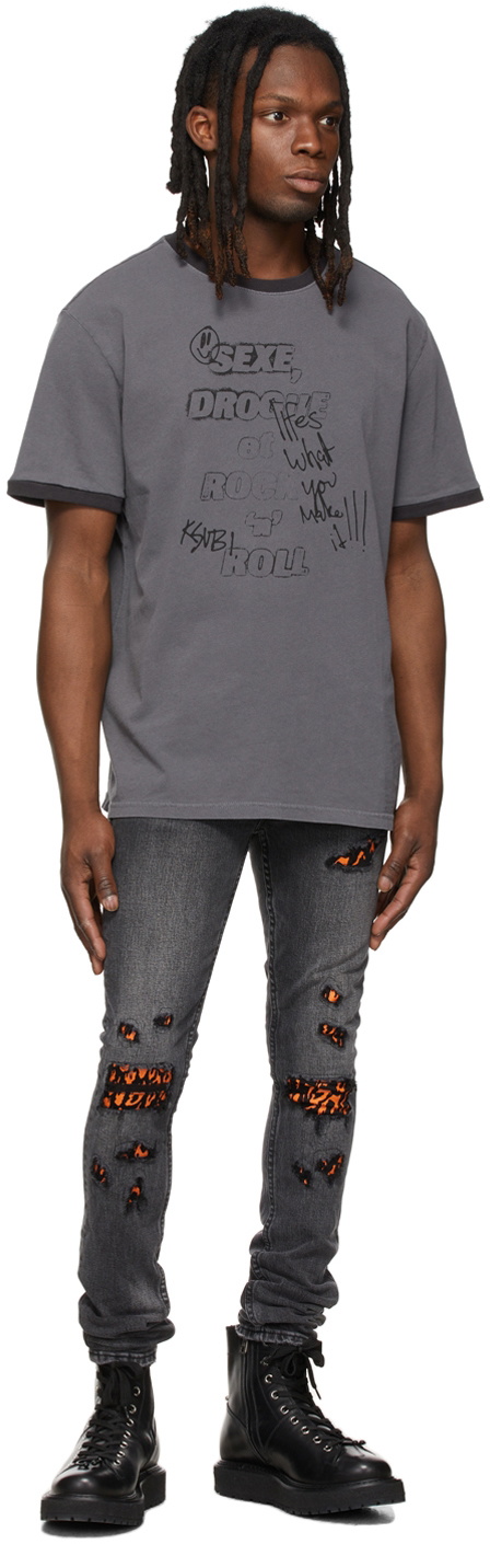 Ksubi Grey Kash Ringer T-Shirt Ksubi