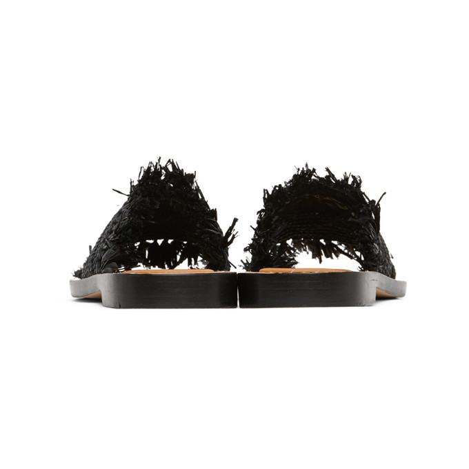 Loewe Black Raffia Mule Sandals Loewe