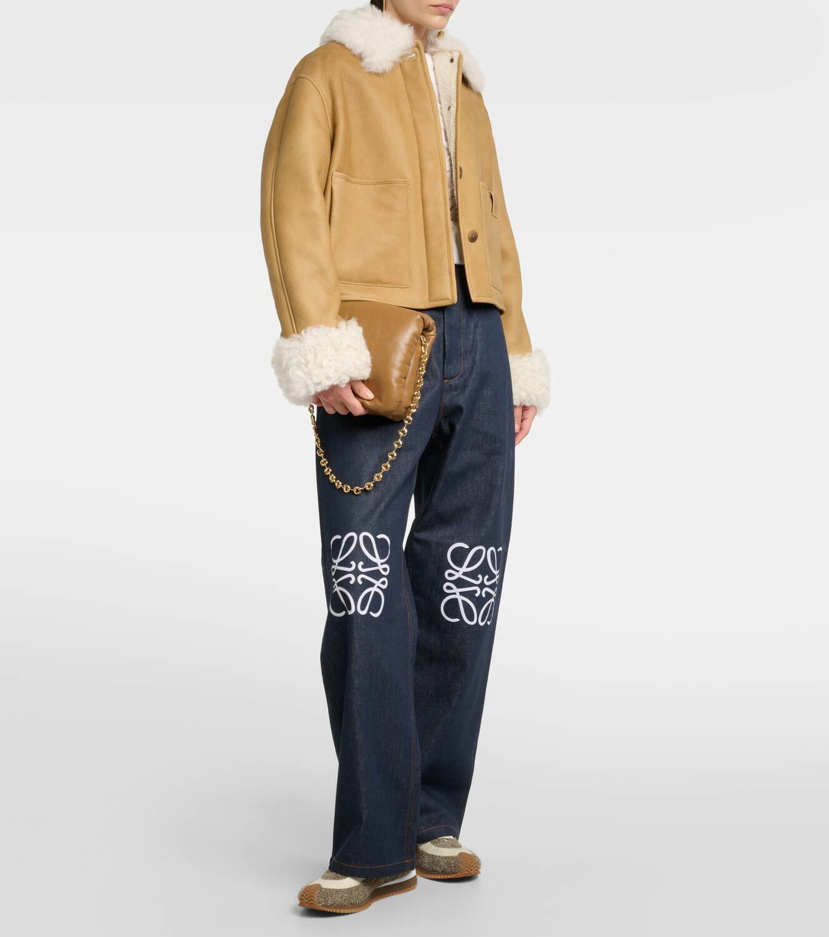Loewe Shearling-trimmed leather jacket Loewe