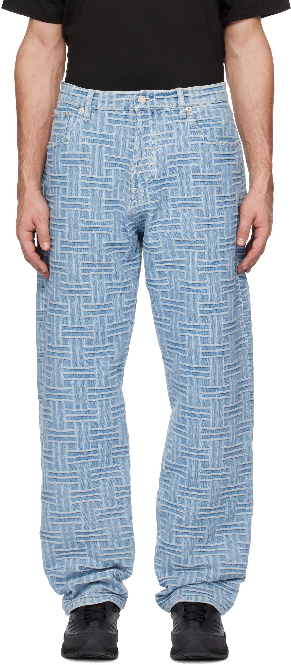 Kenzo Blue Kenzo Paris Weave Botan Loose Fit Jeans Kenzo