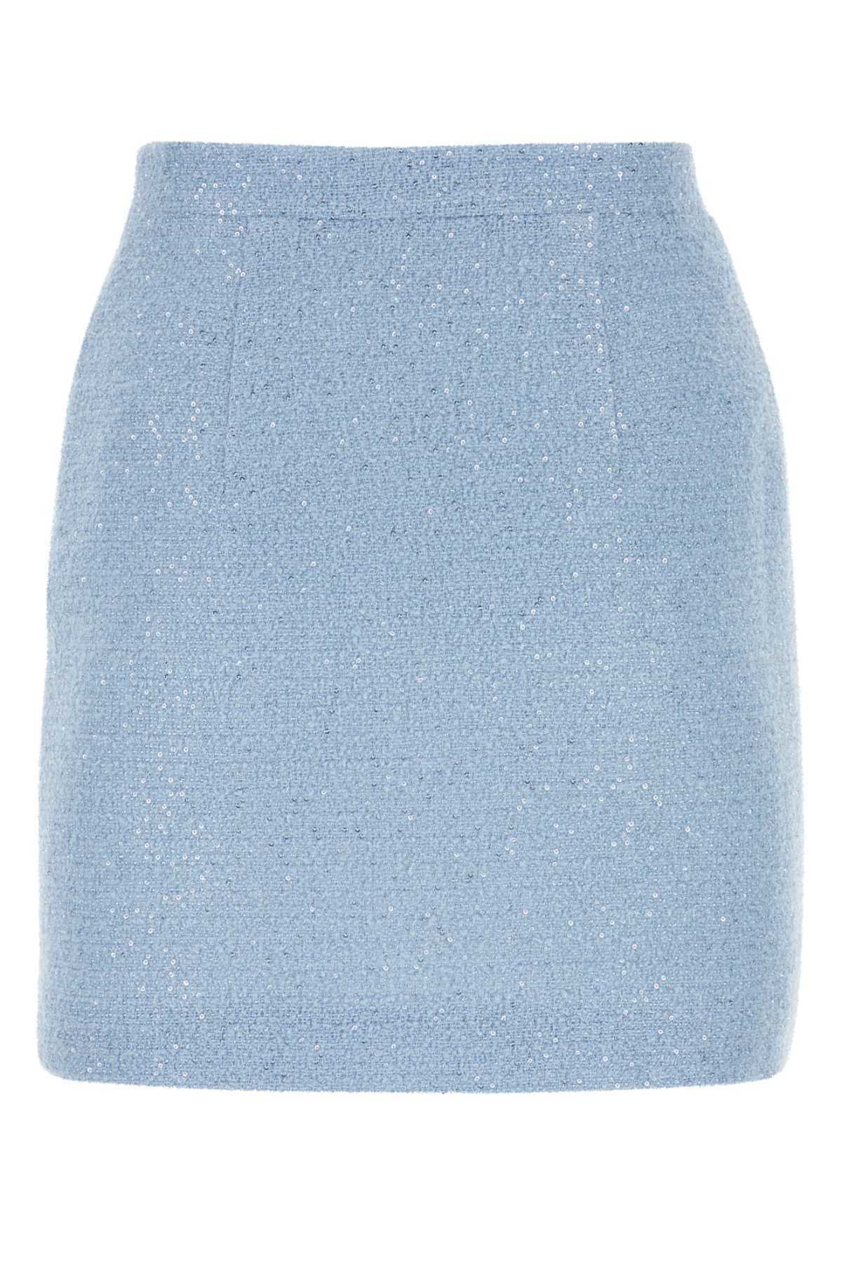 Alessandra Rich Light-blue Tweed Mini Skirt Alessandra Rich