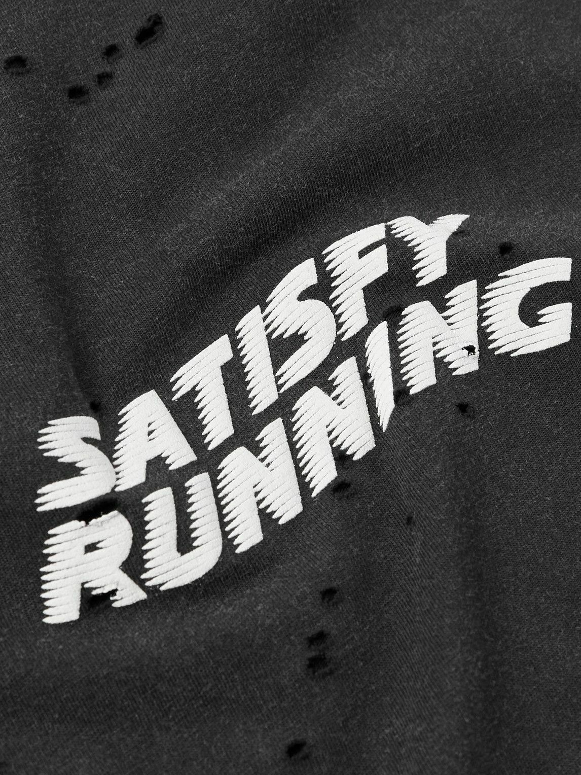 Satisfy - Logo-Print Distressed MothTech™ Cotton-Jersey T-Shirt - Black ...