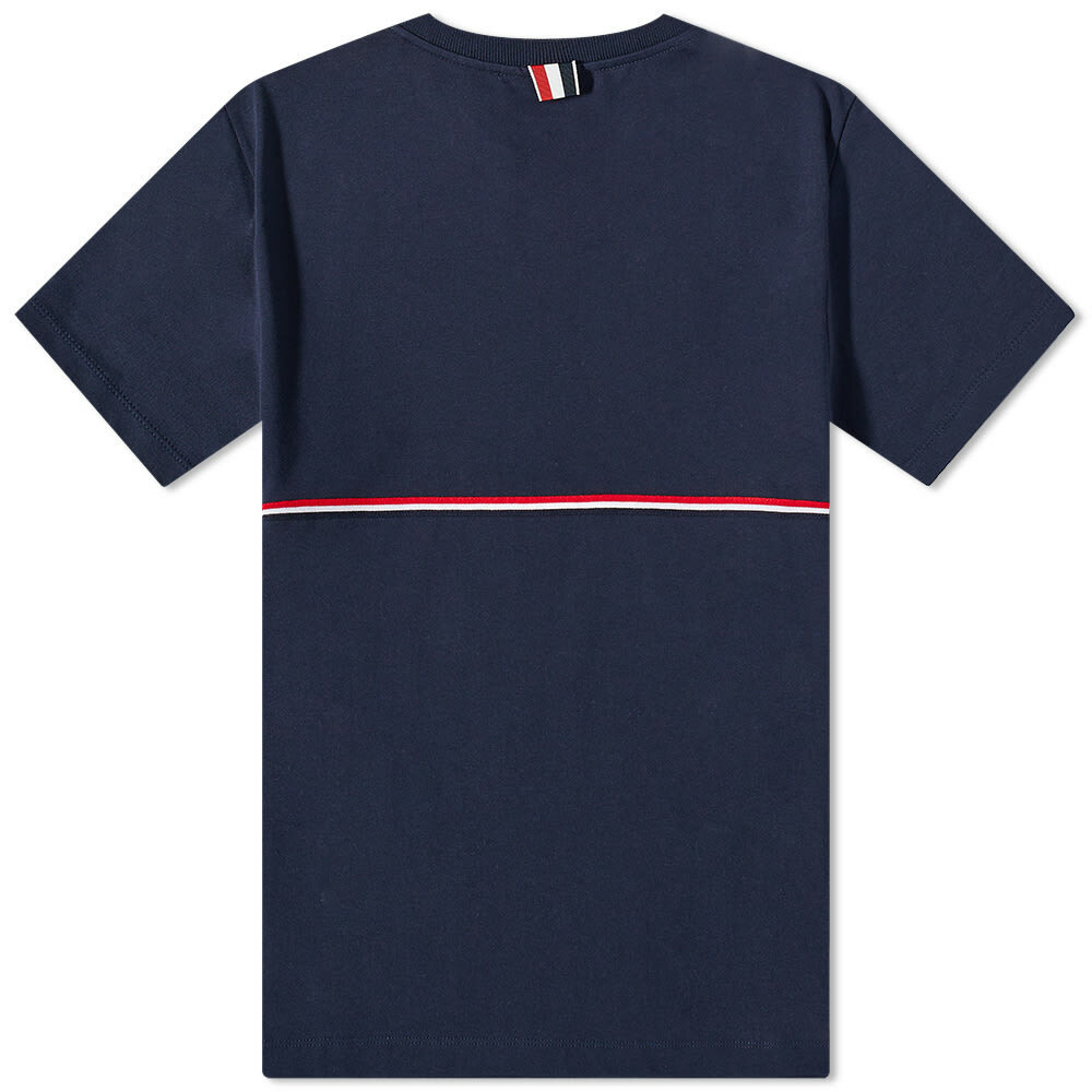 Thom Browne Men's Tricolor Stripe T-Shirt in Navy Thom Browne
