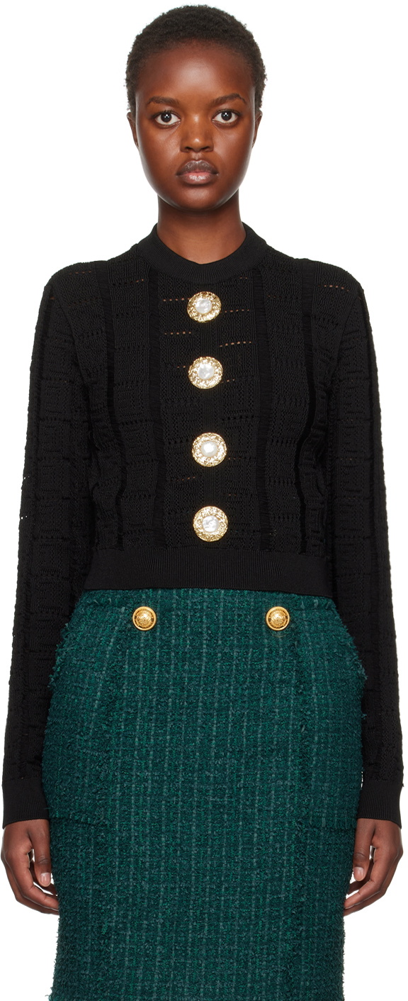 Balmain Black Jacquard Sweater Balmain