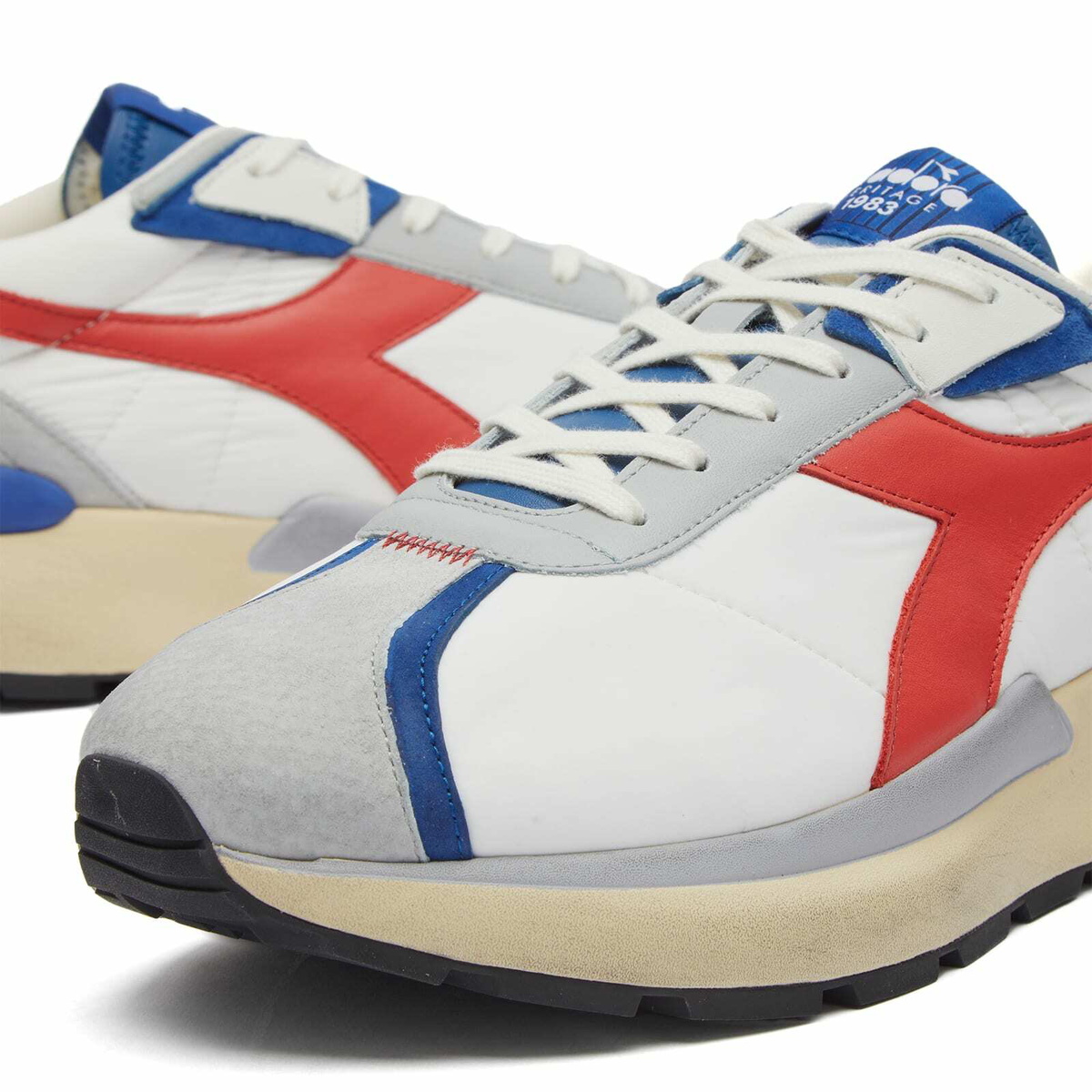 Diadora Men's Mercury Elite Sneakers in White/Tibetan Red Diadora