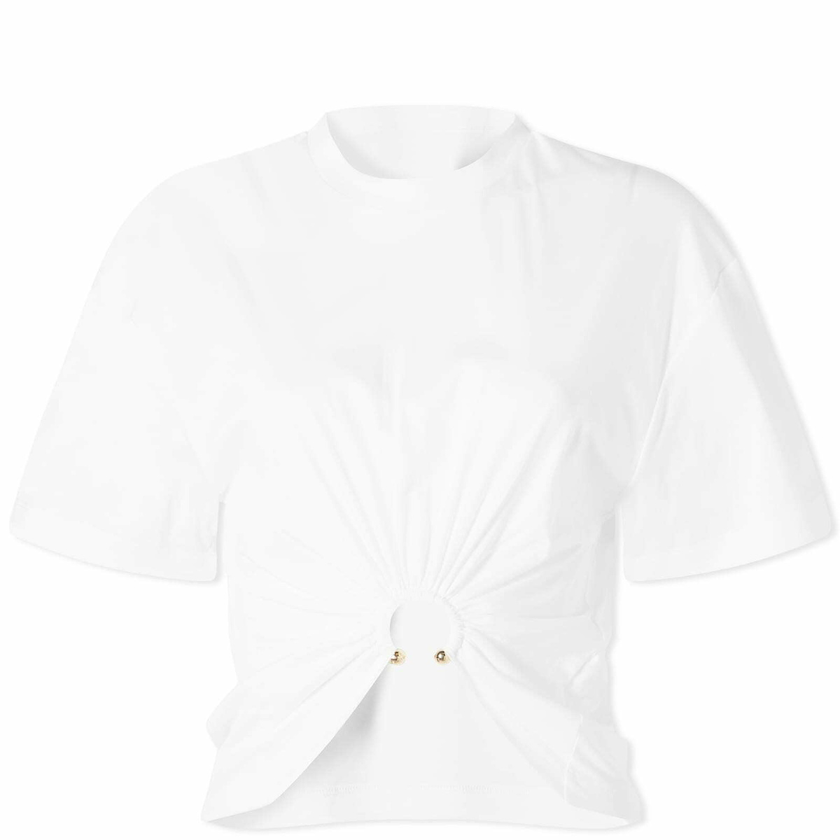 Paco Rabanne Women's Ring Detail T-Shirt in Off White Paco Rabanne