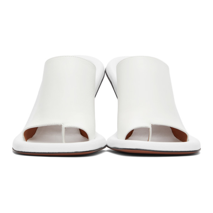 Ambush White Leather Cushion Mules Ambush