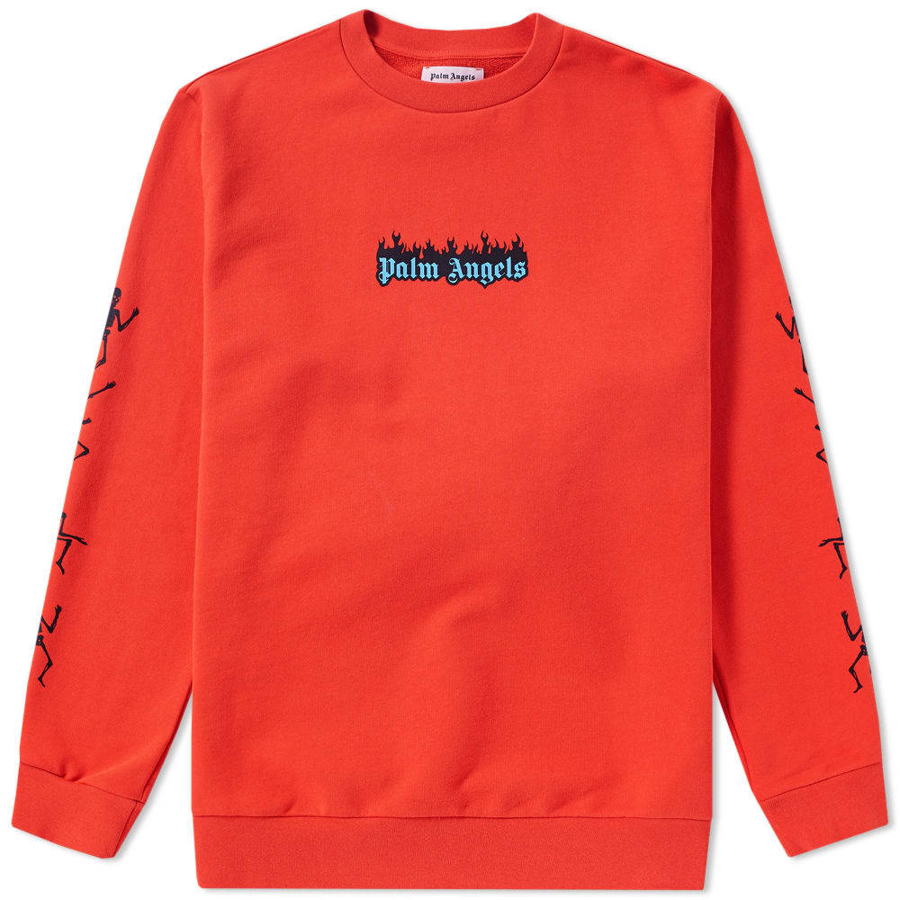 Palm Angels Burning Logo Crew Sweat Red Palm Angels
