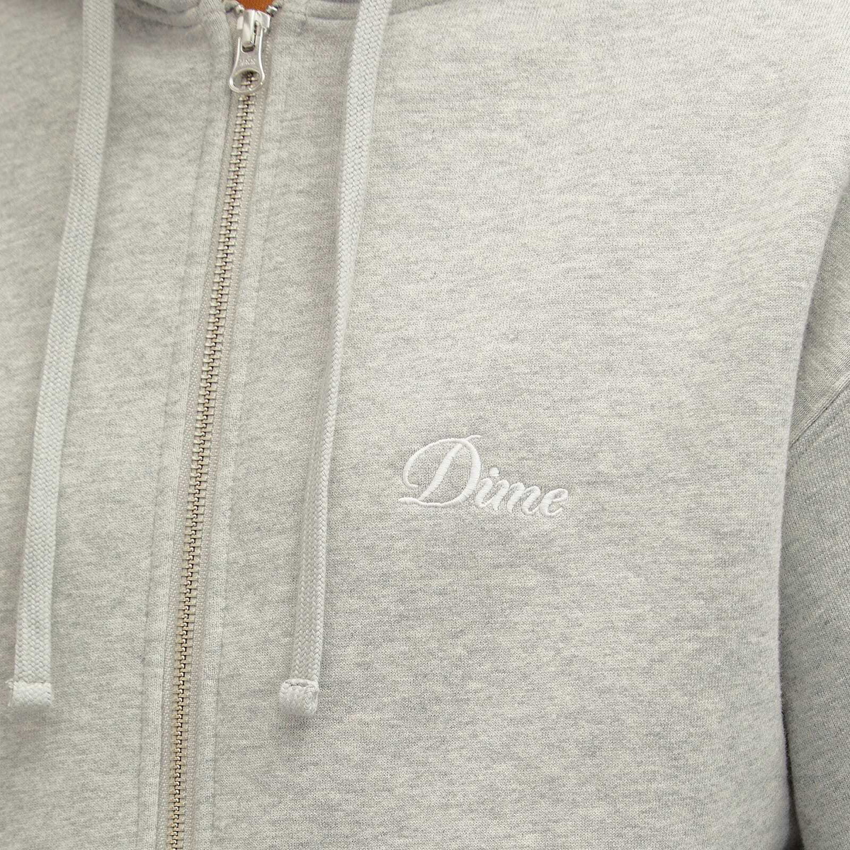 Dime Men's Cursive Small Logo Zip-Hoodie in Heather Gray Dime