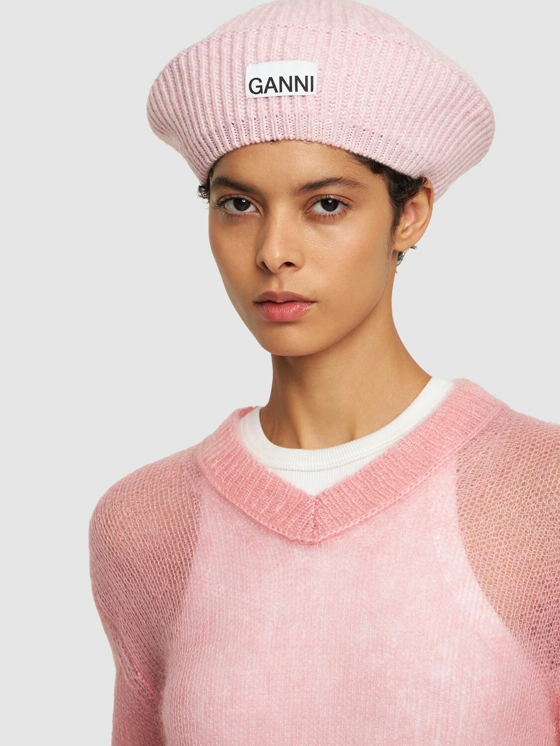 GANNI - Structured Wool Blend Beret GANNI