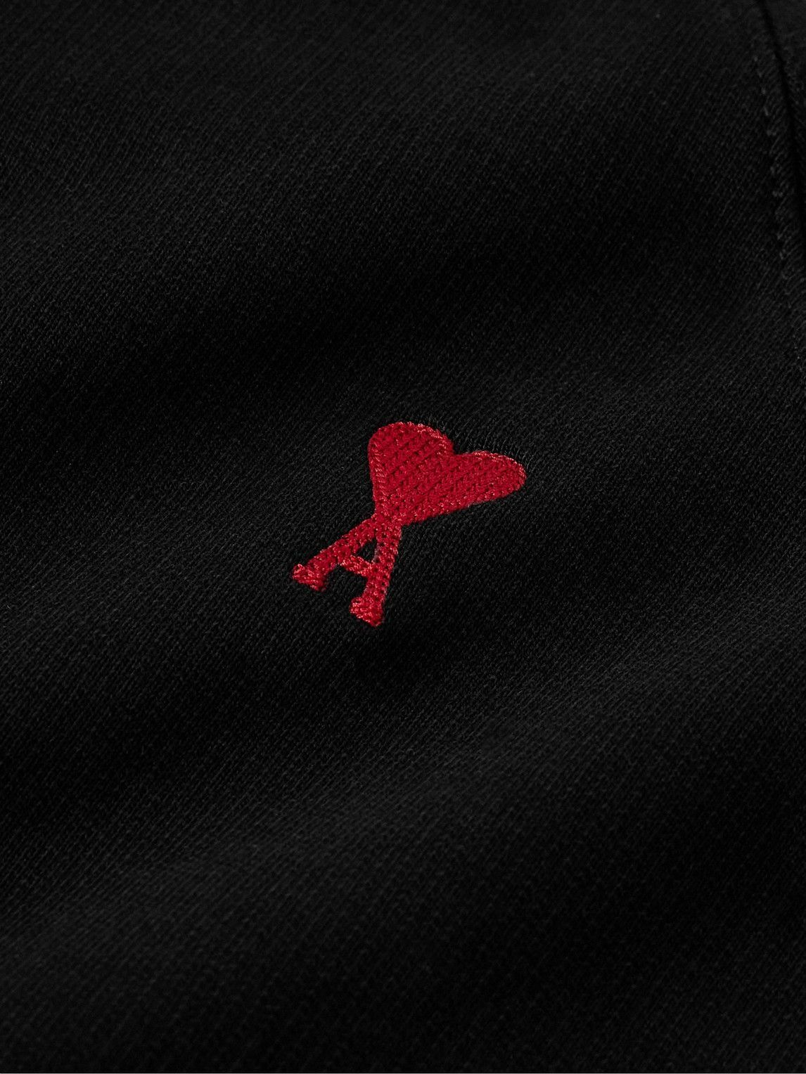 AMI PARIS - Logo-Embroidered Cotton-Blend Jersey Sweatshirt - Black AMI