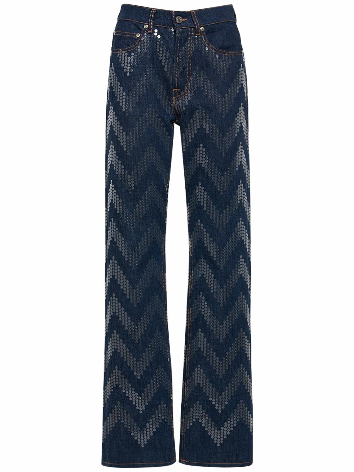 MISSONI - Zig Zag Sequined Denim Straight Jeans Missoni