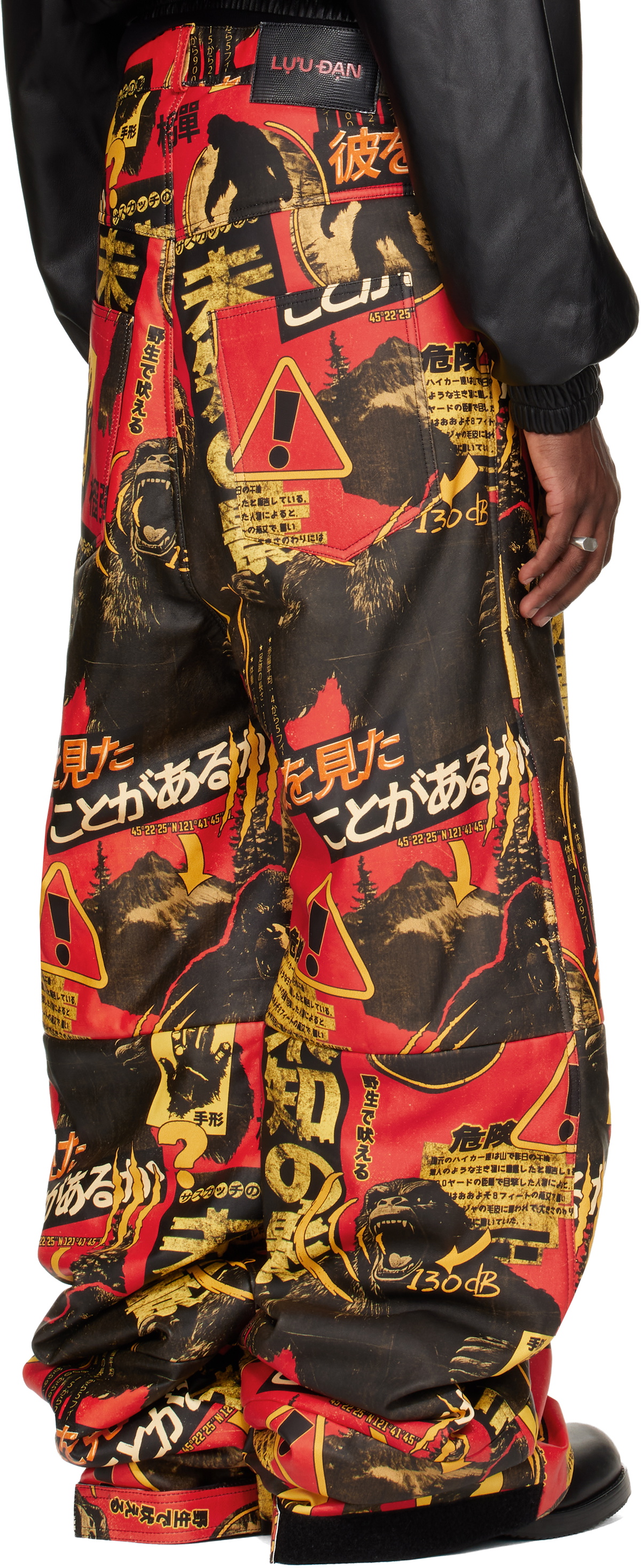 LU'U DAN SSENSE Exclusive Black & Red Stacked Leather Snow Pants LU'U DAN