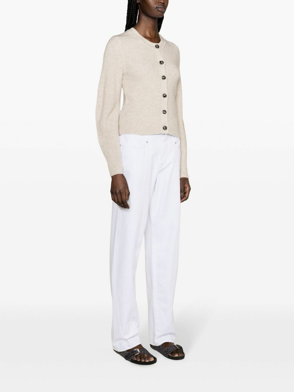 ISABEL MARANT Neutral Laurine Rib Knit Cardigan Isabel Marant