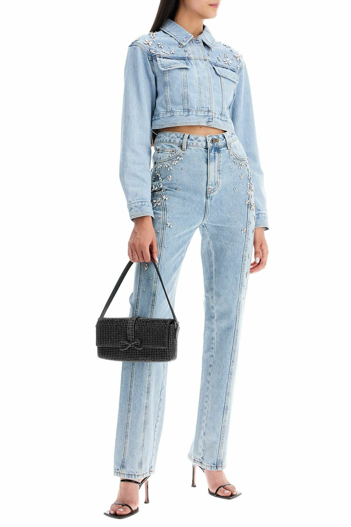 SELF PORTRAIT cropped denim jacket for women Blue Self-Portrait