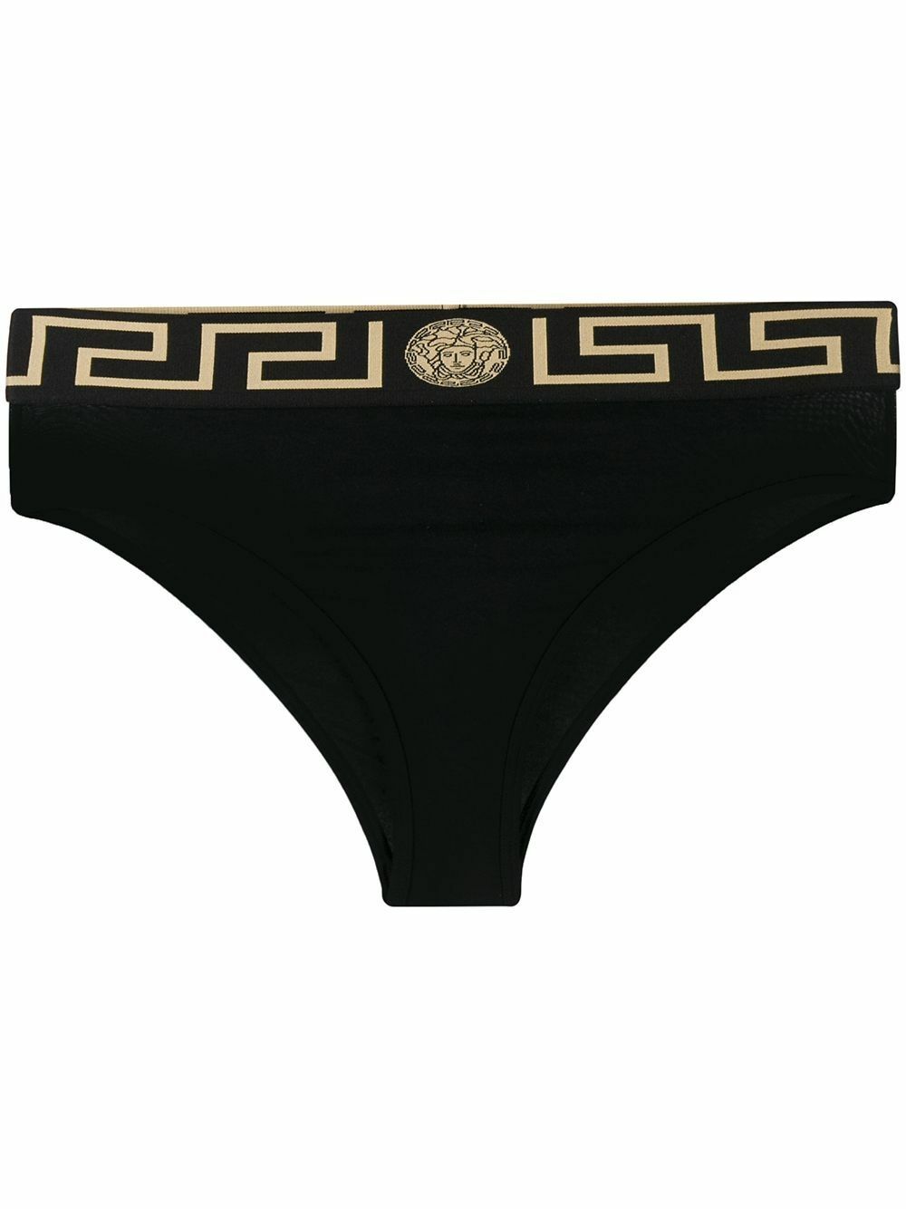 Versace Black Greca-Trim High-Waisted Briefs Versace