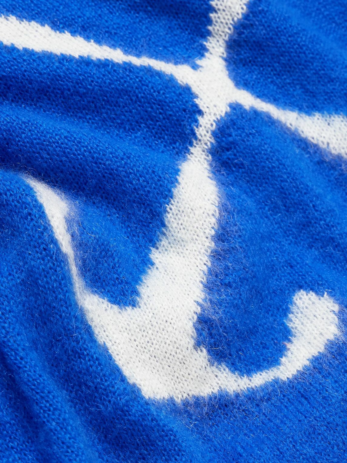 Off-White - Logo-Jacquard Mohair-Blend Sweater - Blue Off-White