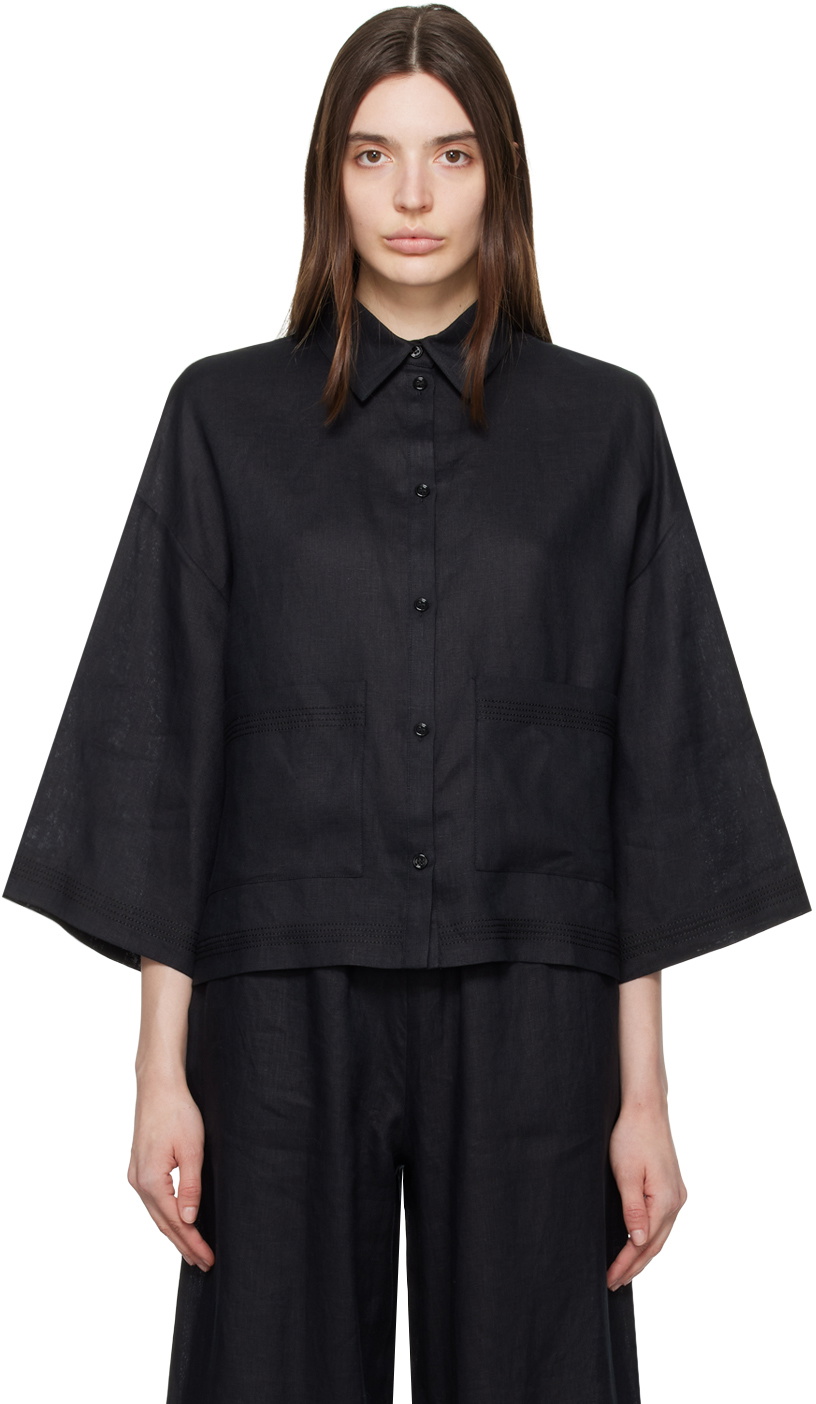 Max Mara Leisure Black Angora Shirt Max Mara Leisure