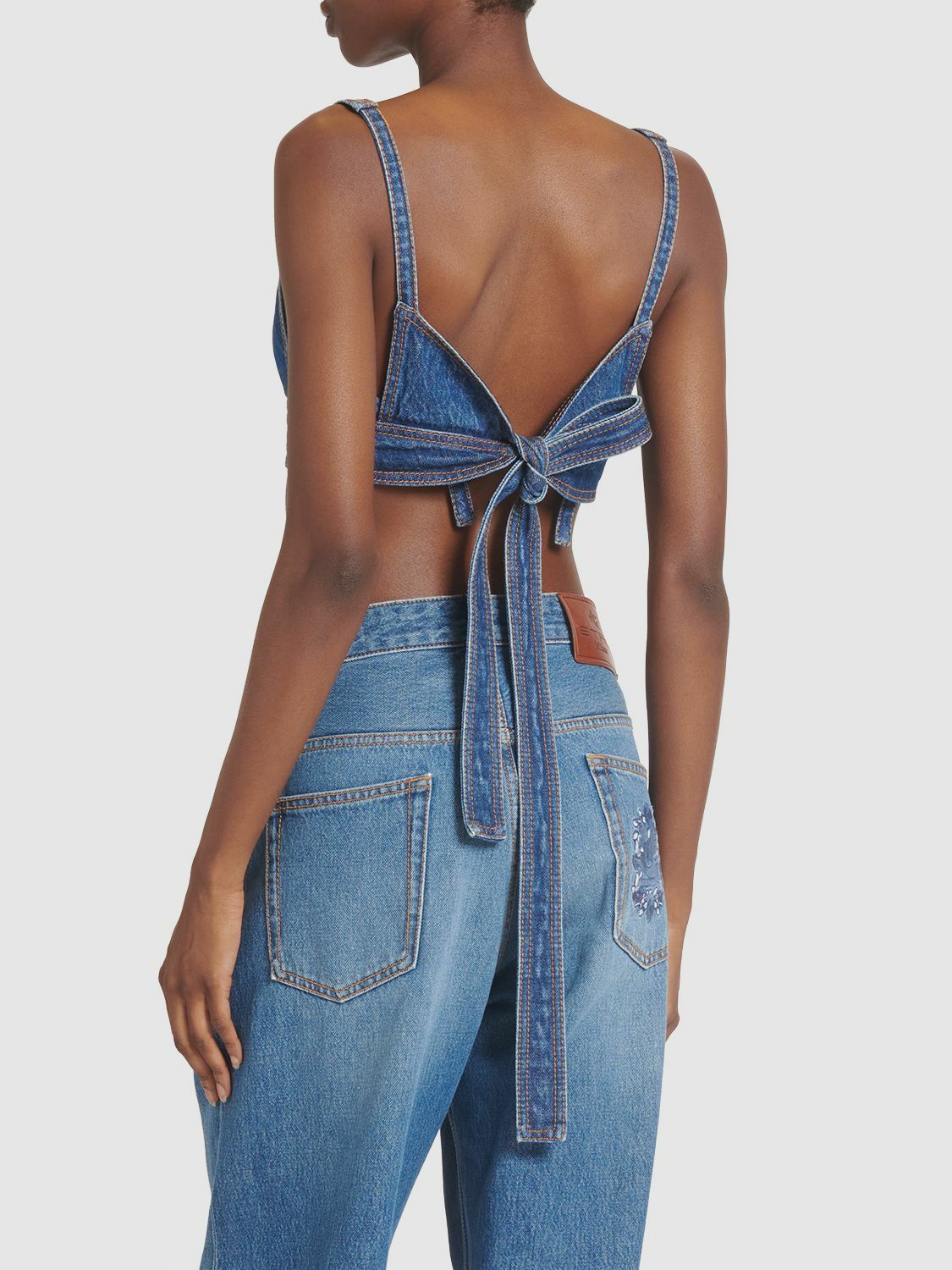 ETRO - Wraparound Denim Triangle Crop Top Etro