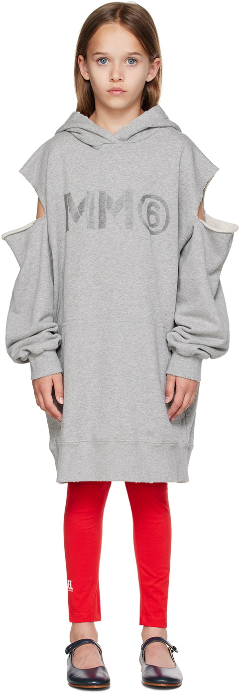 MM6 Maison Margiela Kids Gray Cutout Hoodie MM6 Maison Margiela