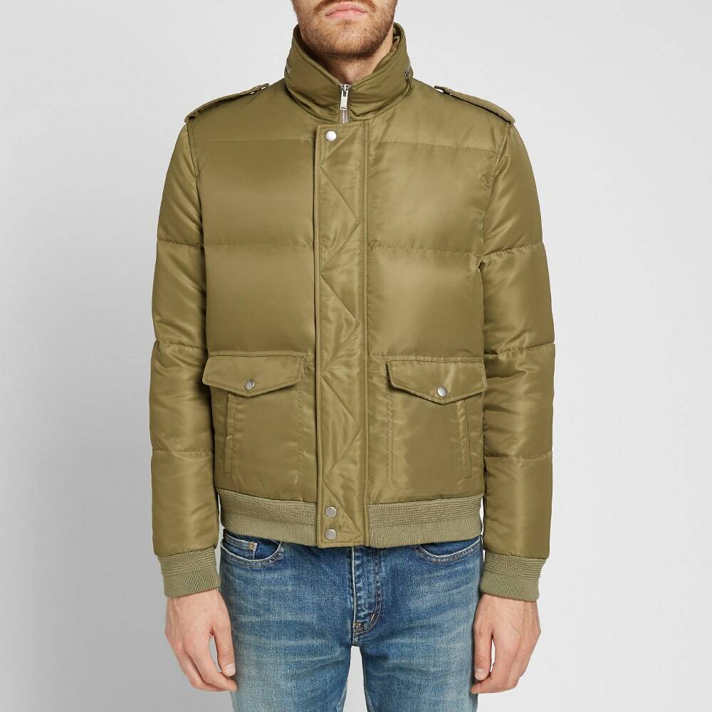 Saint Laurent Men's Nylon Aviator Jacket in Khaki Saint Laurent