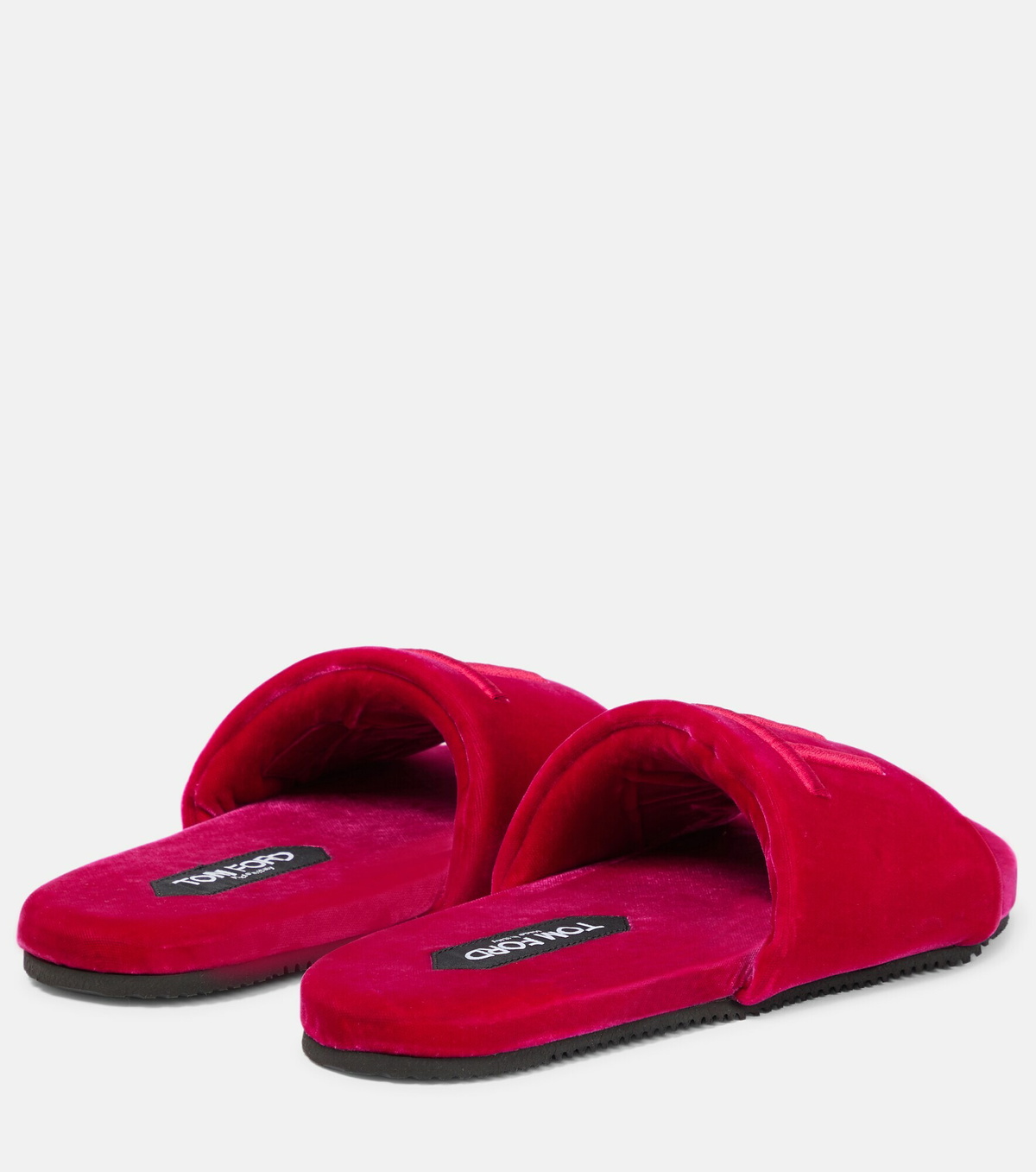 Tom Ford - Logo-embroidered velvet slides TOM FORD
