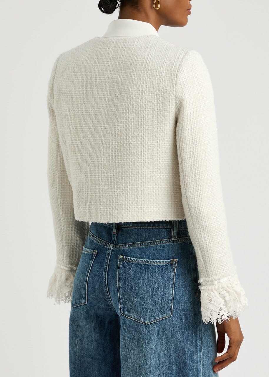 Alice + Olivia Millie Bouclé Tweed Jacket Off White Alice + Olivia
