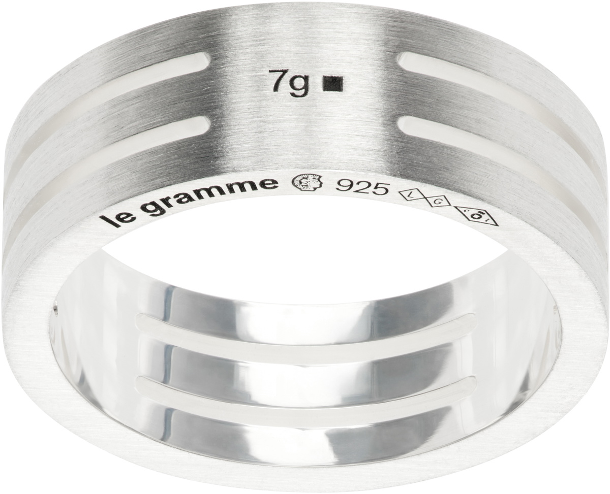 Le Gramme Silver Perforated Ribbon 'Le 7g' Ring Le Gramme