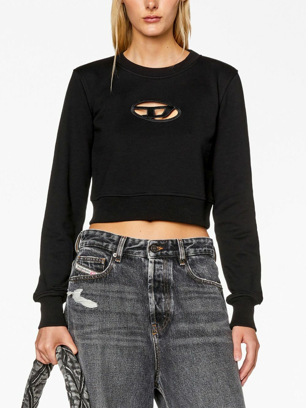 DIESEL - Logo Cropped Cotton Blend Crewneck Diesel
