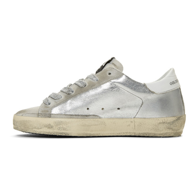 Golden Goose SSENSE Exclusive Silver Metallic Superstar Sneakers Golden ...