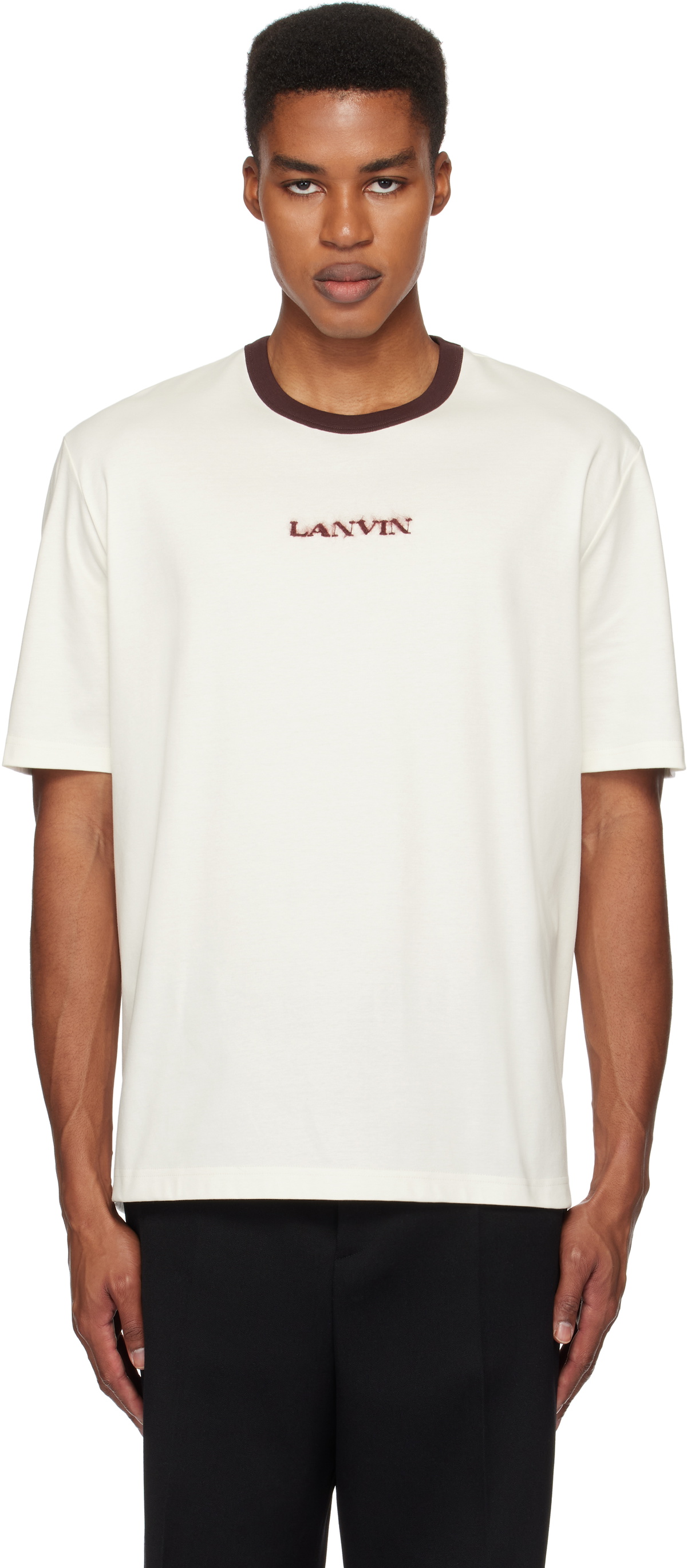 Lanvin Off-White Mohair 'Lanvin' Logo T-Shirt Lanvin
