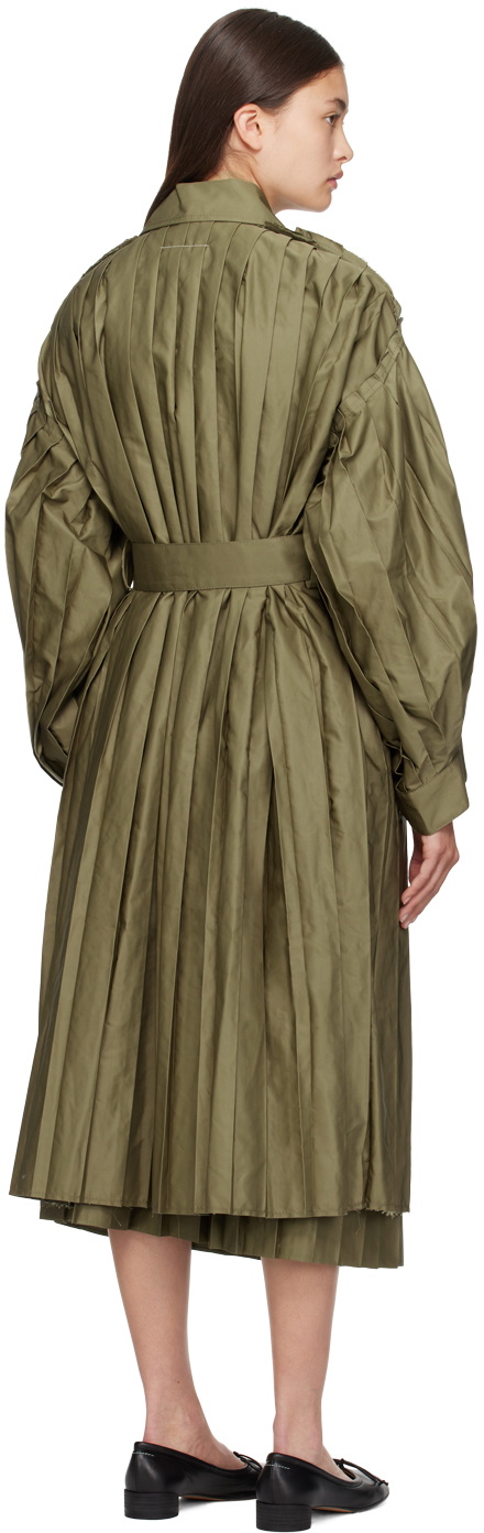 MM6 Maison Margiela Khaki Pleated Coat MM6 Maison Margiela