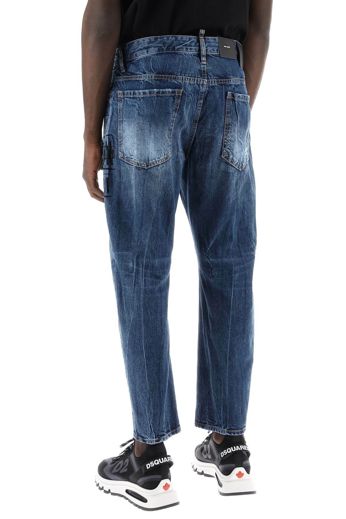 DSQUARED2 "dark wash icon stamps bro jeans in Blue Dsquared2