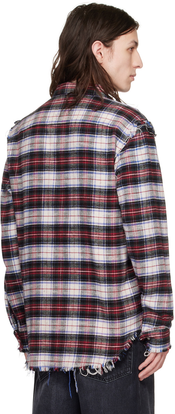 R13 Red & White Shredded Seam Shirt R13