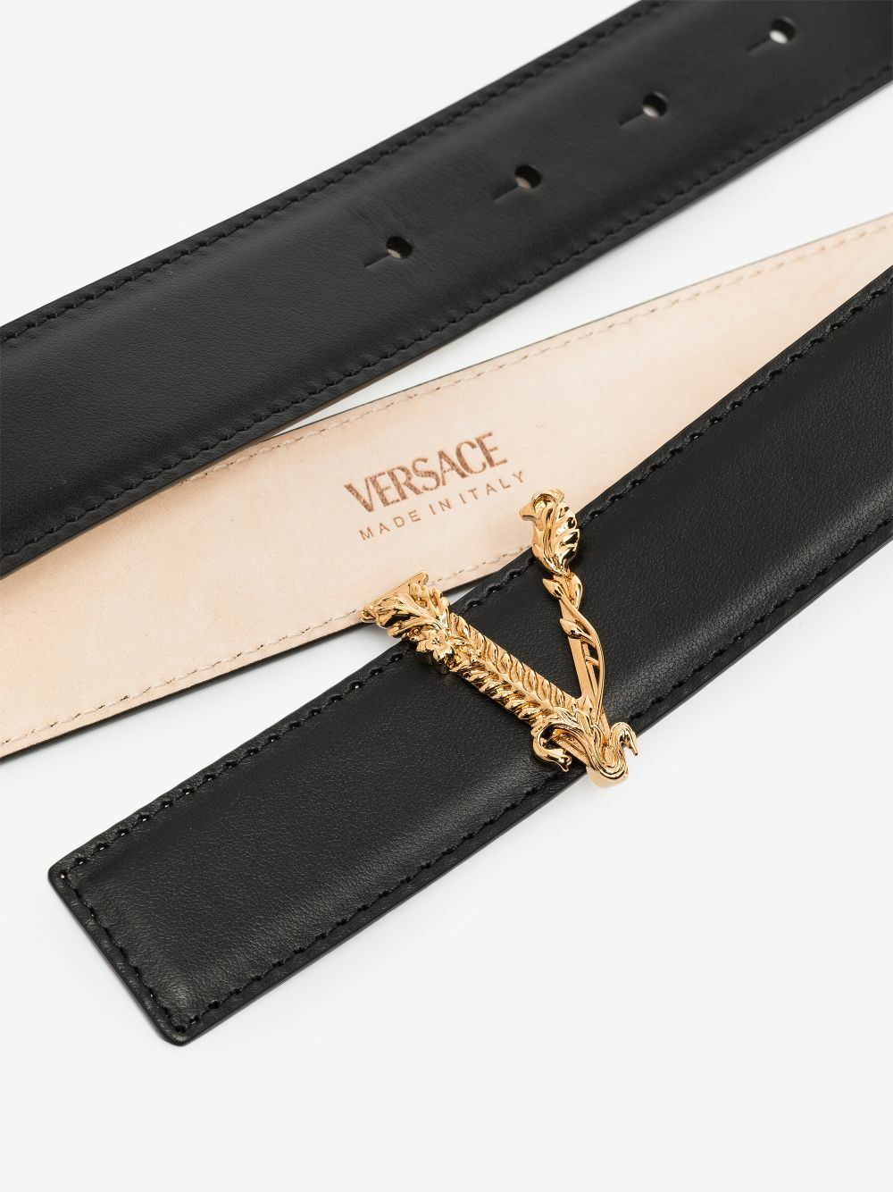 Versace Black Virtus Leather Belt Versace