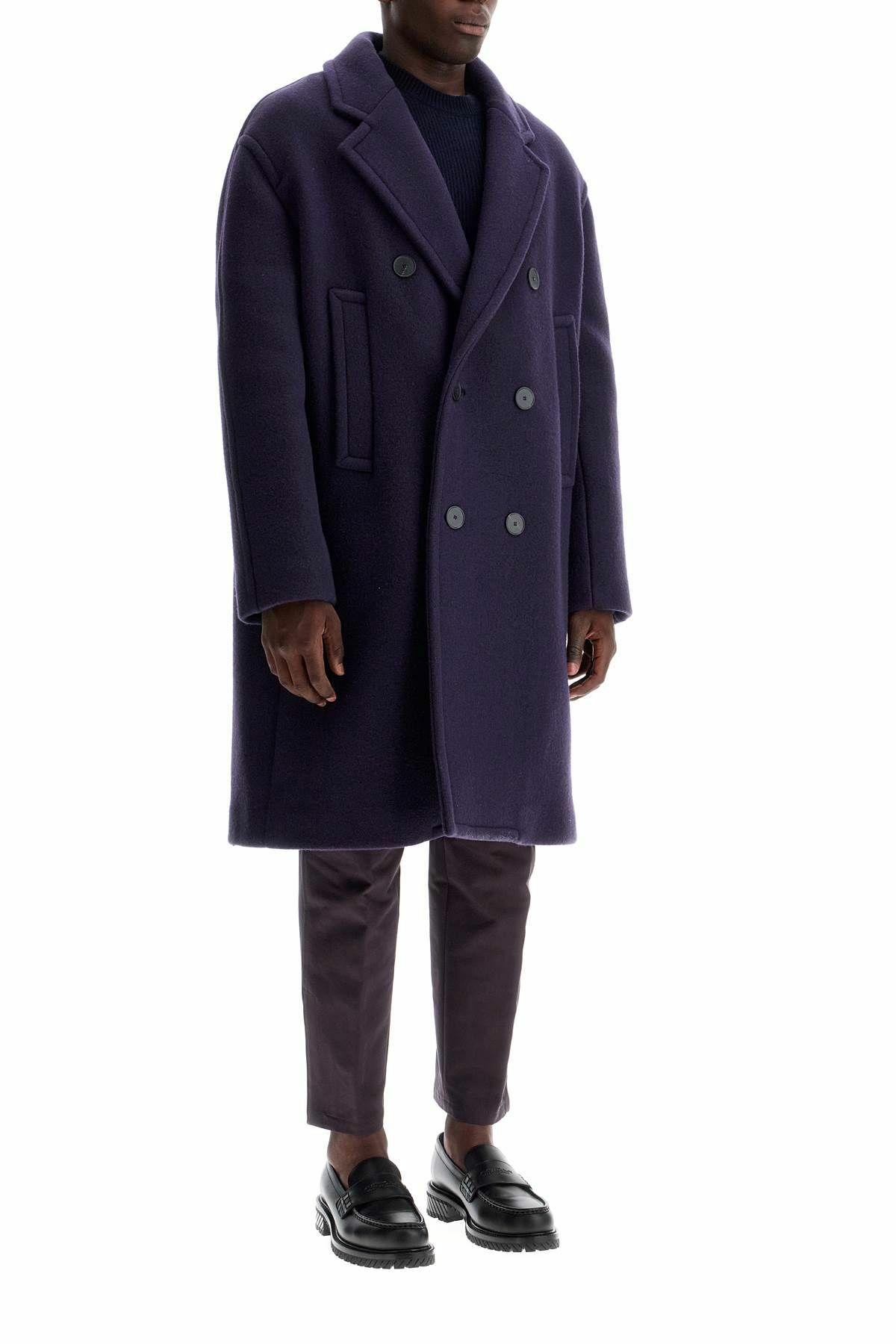 LANVIN double-breasted heavy wool coat Blue Lanvin