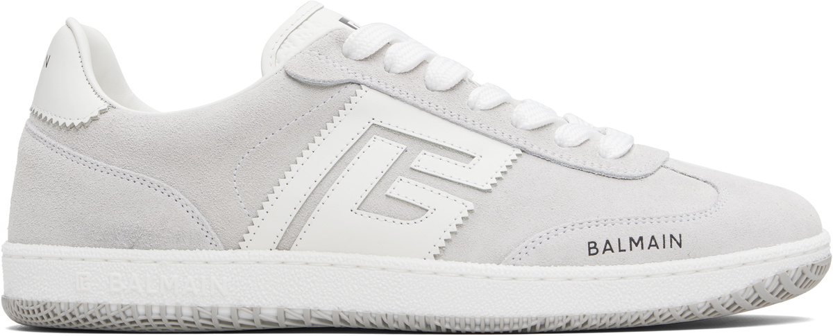 Balmain Gray Swan Suede & Smooth Leather Sneakers Balmain