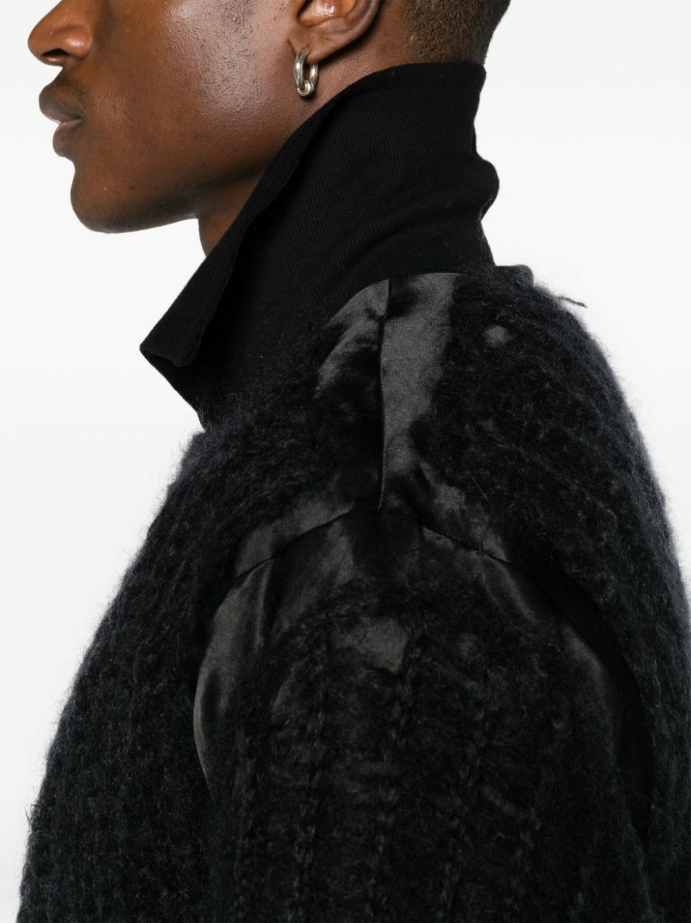 MLGA Black Chunky Knit Bomber Jacket MLGA