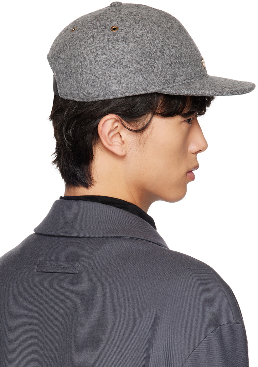 Agnona Gray Logo Plaque Cap Agnona