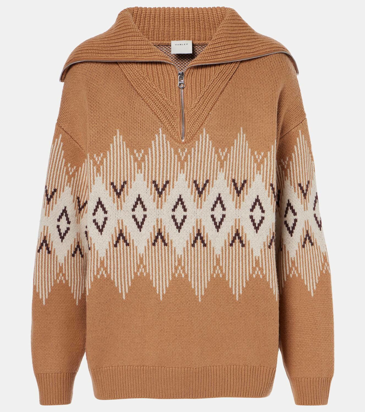 Varley Heidi wool-blend jacquard half-zip sweater Varley